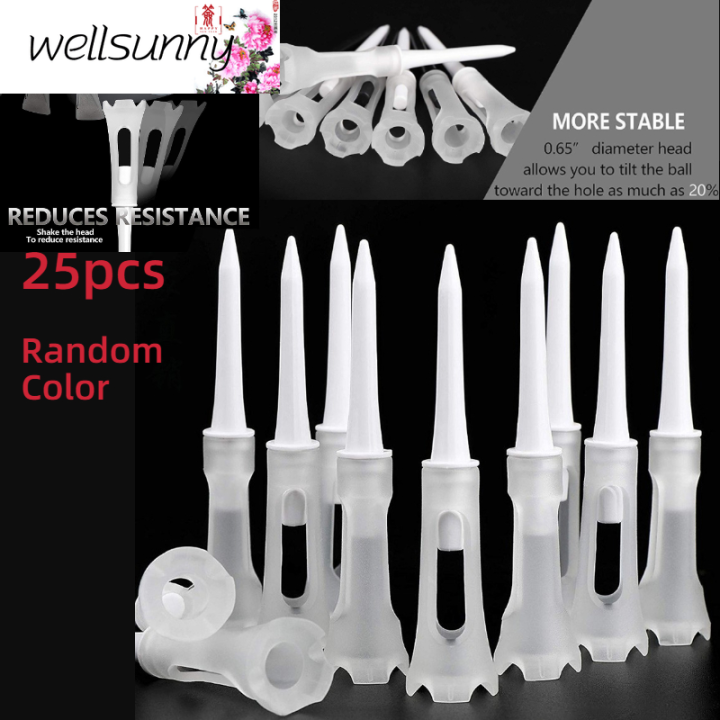 Wellsunny 25PCS Golf Tees Soft Low Resistance Ball Holder Tees 83MM ...