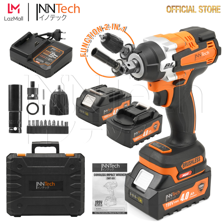InnTech 2in1 บล็อกแบต & สว่าน 199V รุ่นใหม่! มอเตอร์ BRUSHLESS ไร้แปรงถ่าน พร้อมแบตเตอรี่ Li-ion ...