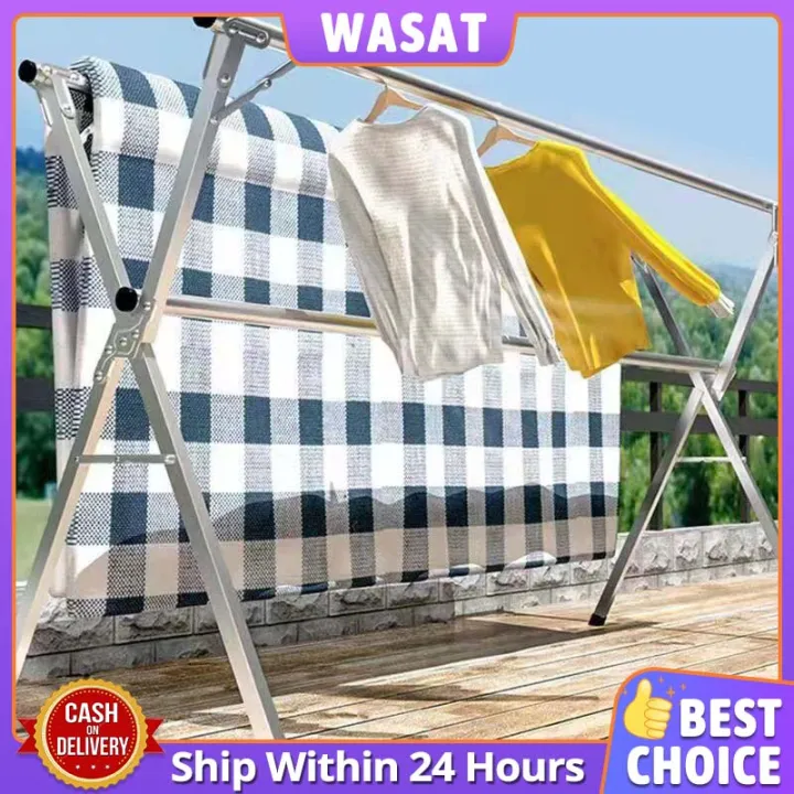 Foldable Sampayan Double Pole Rack Stainless Steel X-shaped Clothes ...