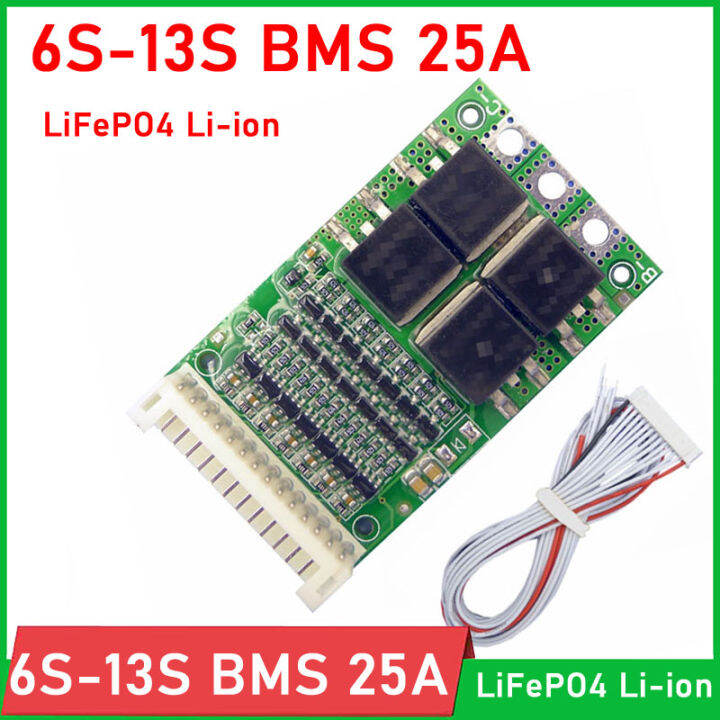 6S ~ 13S 25A BMS LiFePO4 Li-ion lithium battery protection Board 24V 36V 48V 7S 8S 10S 12S for ...