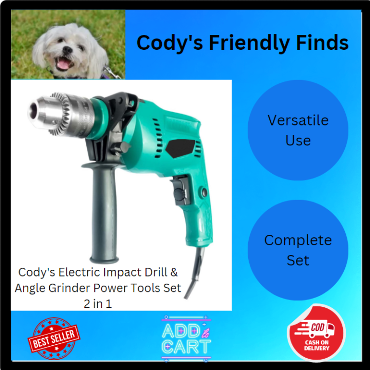 Cody's Electric Impact Drill & Angle Grinder Power Tools Set 2 in 1 ...