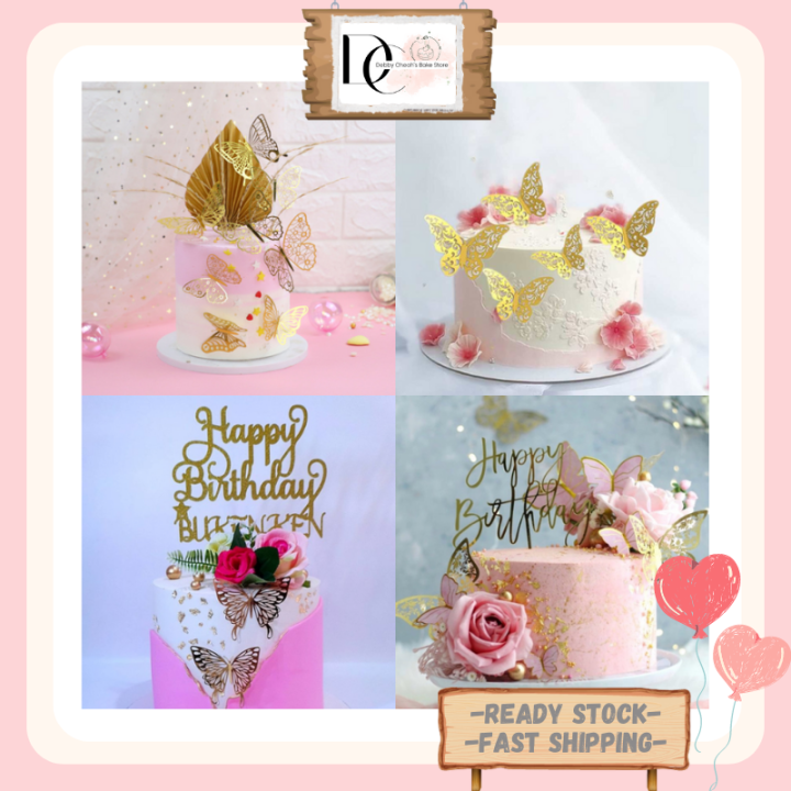 Silver Gold Rose Gold Butterfly Cake Topper Butterfly Cake Decoration ...