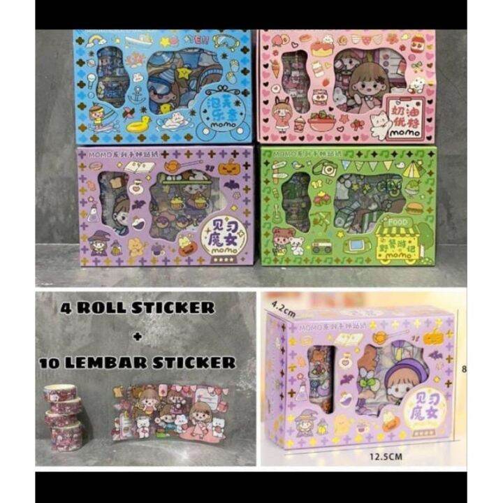 STIKER MOMO ROLL VIRAL(10 STIKER & 4 ROLL STIKER)/ KEMASAN/BOX | Lazada ...