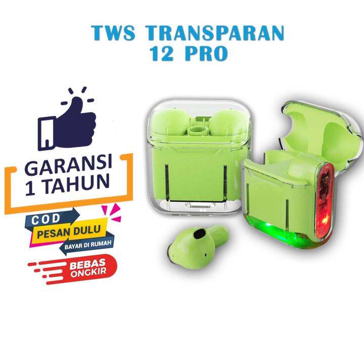 Headset Bluetooth Earphone Transparan TWS 12 PRO Wireless In Pods Low Latency | Lazada Indonesia