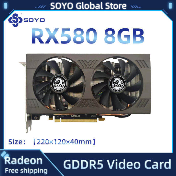 SOYO AMD RX580 8GB Graphics Card 8Pin GDDR5 256Bit PCI Express 3.0 ×16 ...