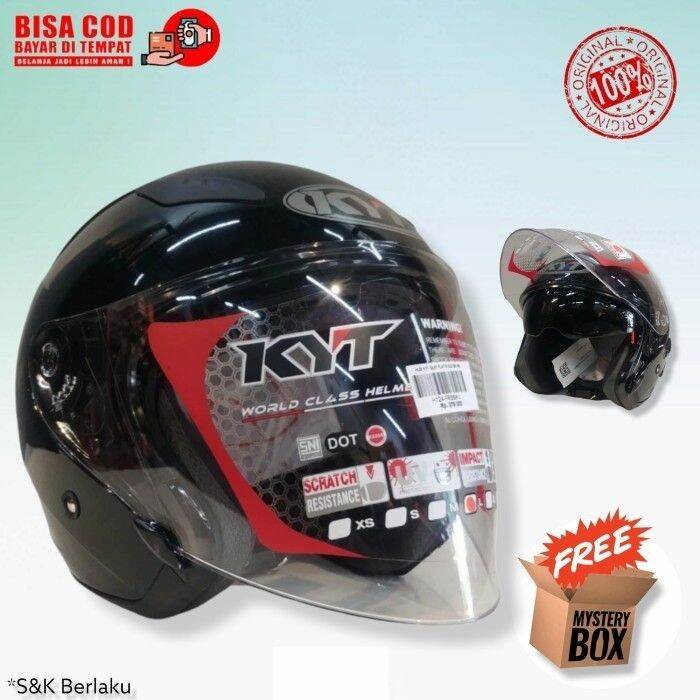 KYT Galaxy R hitam glossy double visor Original- helm kyt double visor ...