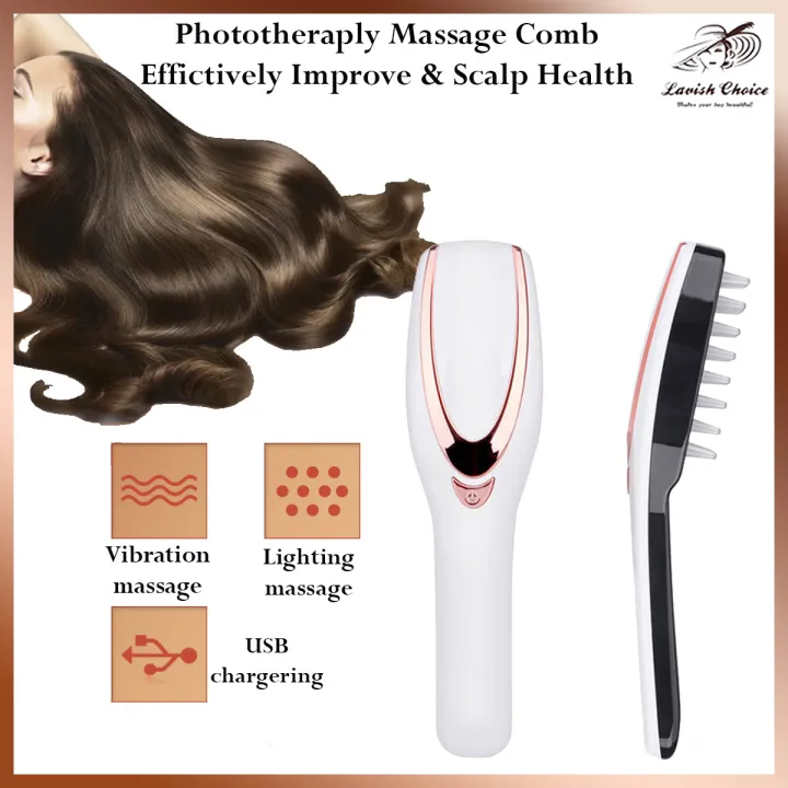 Lavish Choice Phototherapy Vibration Massage Comb Scalp Brush Stress ...