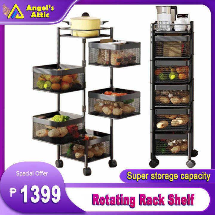 Kitchen vegetable rotating rack living room storage corner rack shelf ...
