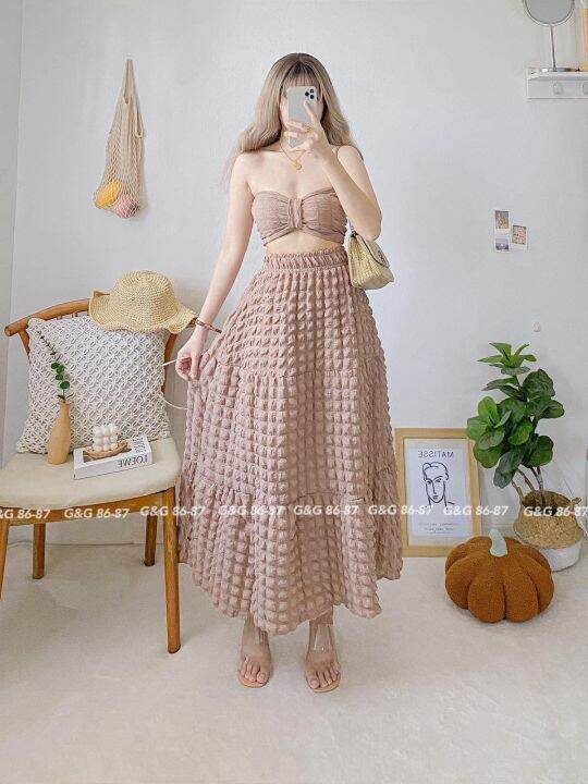 Priscilla Bubble Box Coords Tube and Skirt | Lazada PH