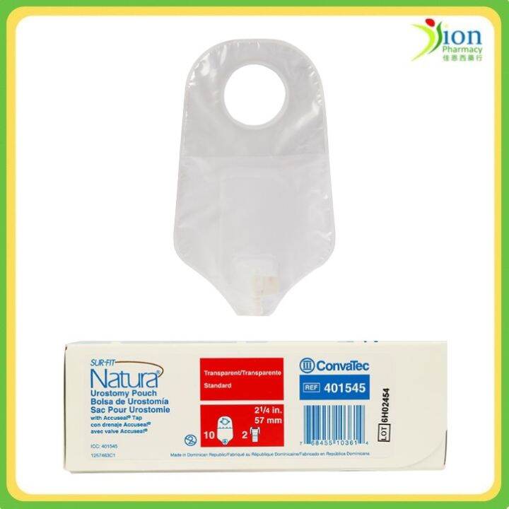 CONVATEC 401545 SUR-FIT NATURA UROSTOMY TRANSPARENT POUCH 57MM 10S | Lazada