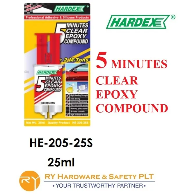 HARDEX HE-205-25S 5 MINUTES CLEAR EPOXY COMPOUND 25ML (BIGGER TUBE ...