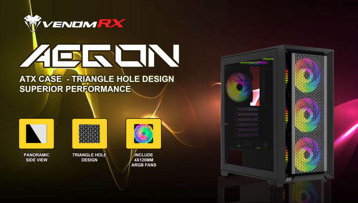 Venom Rx Case Aegon - 4 Fan ARGB Venomrx Tempered Casing | Lazada Indonesia