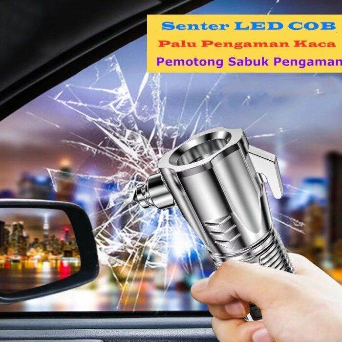 READY (COD) Senter LED COB Palu Pengaman kaca Mobil Multifungsi ...
