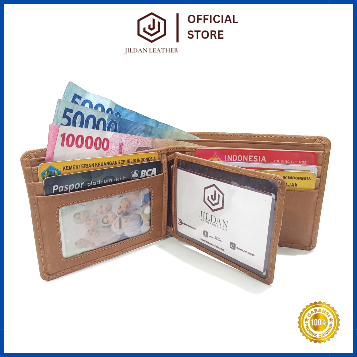 Dompet Pria Kulit Sapi Asli Bifold Wallet Cowok Banyak Ruang Slot Model ...