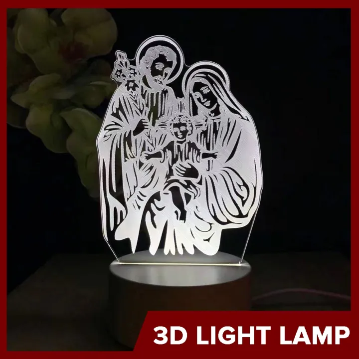 Jesus Christ Design 3D Light Optical Illusion Light Desk Lamp USB Type ...