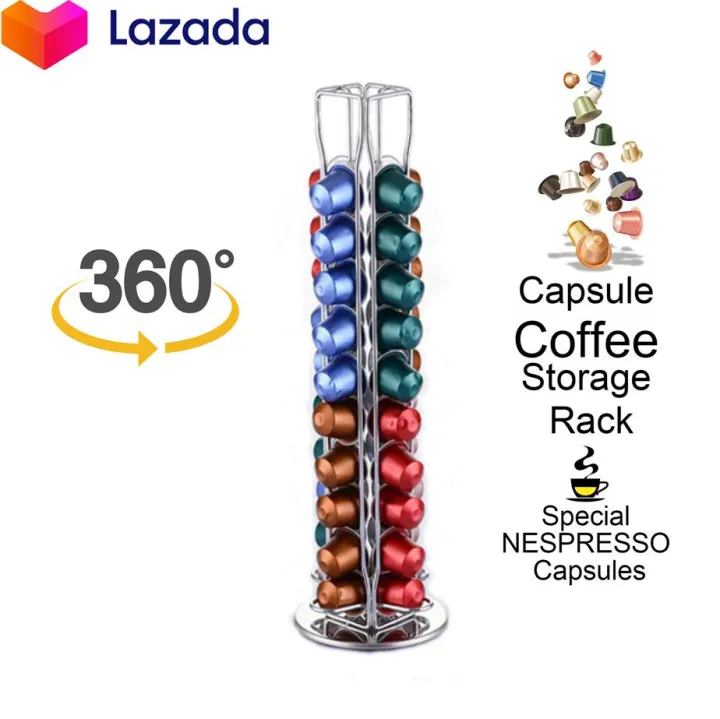 ชั้นวางแคปซูลกาแฟ ที่วางกาแฟแคปซูล สำหรับแคปซูลกาแฟ Nespresso หมุนได้360° | Lazada.co.th