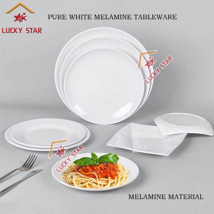 Thicken Pure White Melamine Tableware Plate Saucer Bowls Food Grade Melamine Kitchen And Dining ...