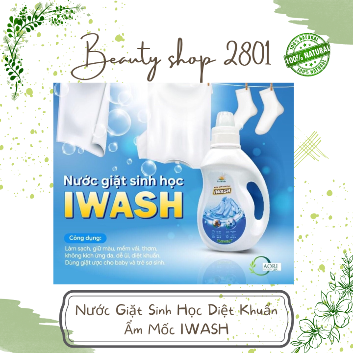 Nước giặt sinh học iwash (mềm vải, an toàn cho mẹ và bé, dễ ủi, diệt ...
