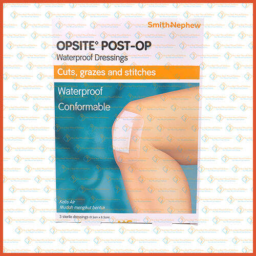 Smith&Nephew Opsite Post-Op Waterproof Dressing 9.5cm x 8.5cm (1 box 3 ...
