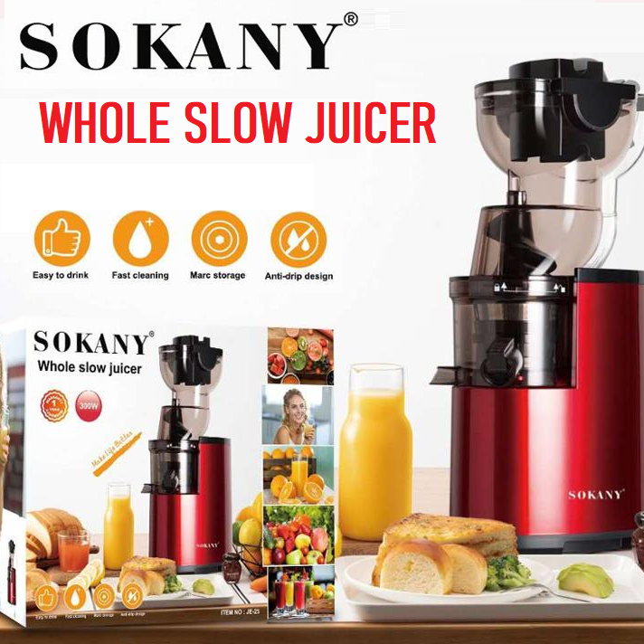 SOKANY 25 Multifunctional Juicer 80MM Slag Juice Separation Large Diameter for Whole Fruit 300W ...