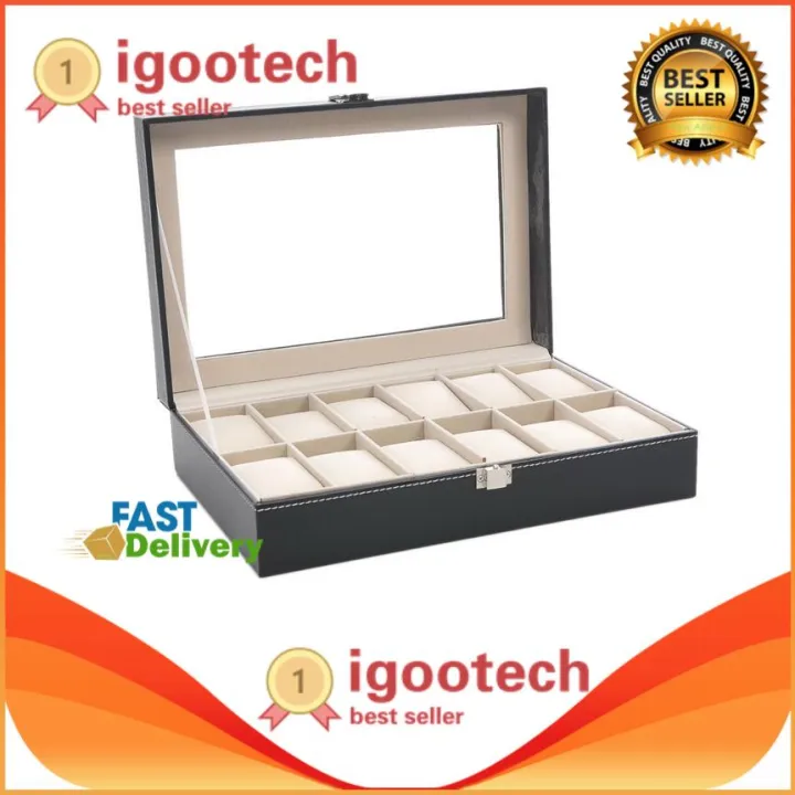 igootech กล่องนาฬิกาสีดำ ใส่ได้ 12 เรือน สีดำ 12 watch box (สีดำ) | Lazada.co.th