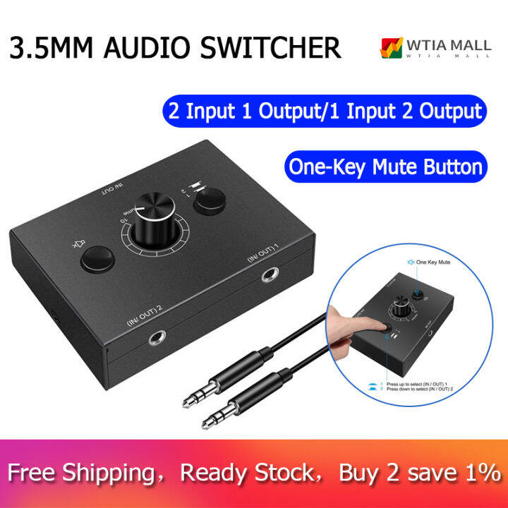 3 5mm Audio Switcher 2 Input 1 Output 1 Input 2 Output Audio Splitter