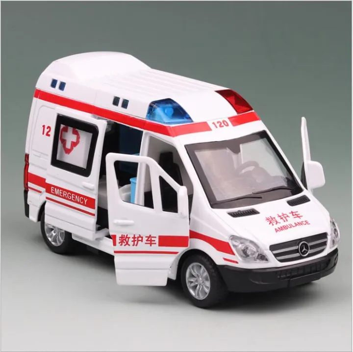 Diecast Vehicles Ambulance Model Sound And Light Pull Back Car Model ...