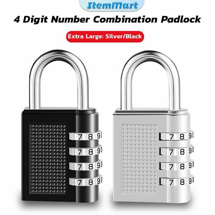 ItemMart 4 Digit Number Combination Padlock Extra Large Resettable for ...