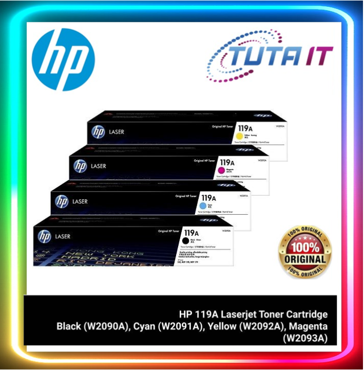 HP 119A BLACK / CYAN / MAGENTA / YELLOW LASER TONER CARTRIDGE - W2090A ...