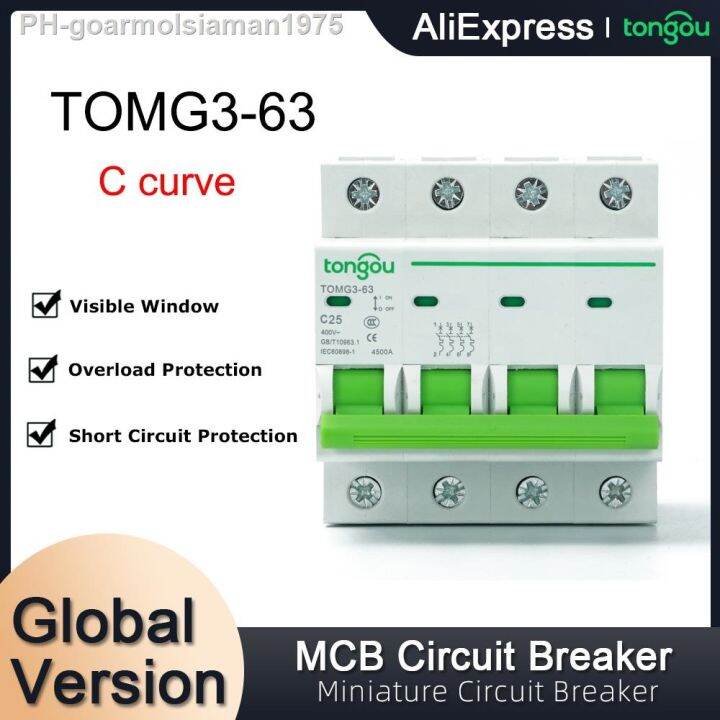 Type C 4 Pole MCB 6A 10A 16A 25A 32A 40A 63A DIN Rail Miniature Circuit ...