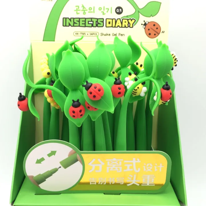 Full Silicone Rocking Insect Plant Ladybug Buds Gel Pen Leaves Black ...