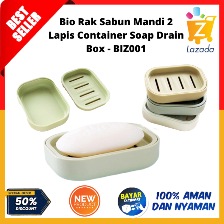 Bio Rak Sabun Mandi 2 Lapis Container Soap Drain Box - BIZ001 / Tempat ...