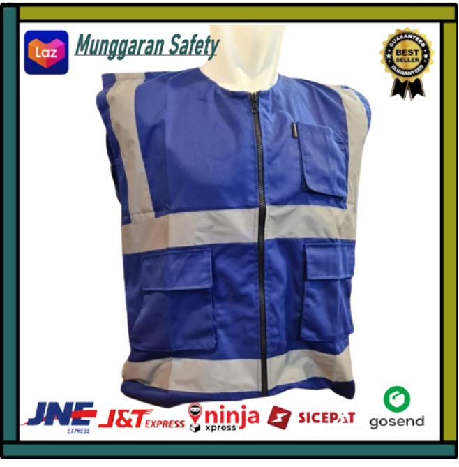 Rompi Kerja Proyek/ Rompi Safety Bahan American Drill Biru BCA + Logo ...