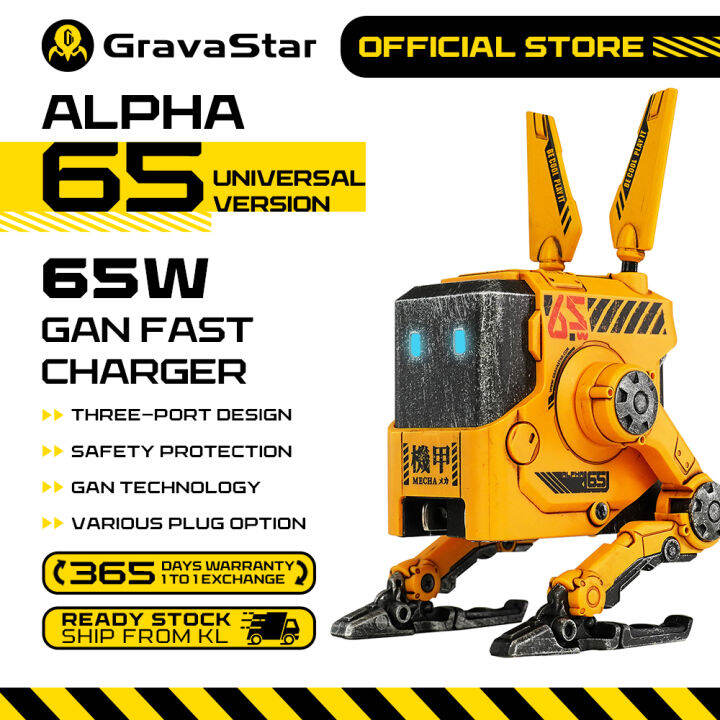 Gravastar Alpha 65W Universal US EU US Plug GaN Fast Charger 3 Port ...