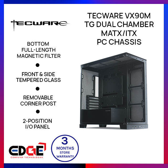 EDGE | TECWARE VX90M TG Dual Chamber mATX/ITX PC Chassis | Lazada PH