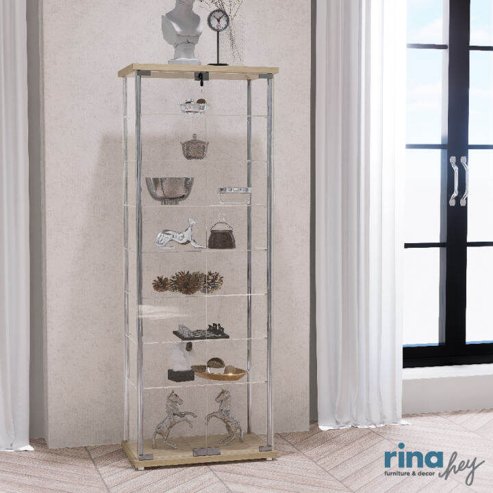 Rina Hey ตู้โชว์กระจก 8 ชั้นพร้อมกุญแจล็อค รุ่น SHOW/60 | Lazada.co.th