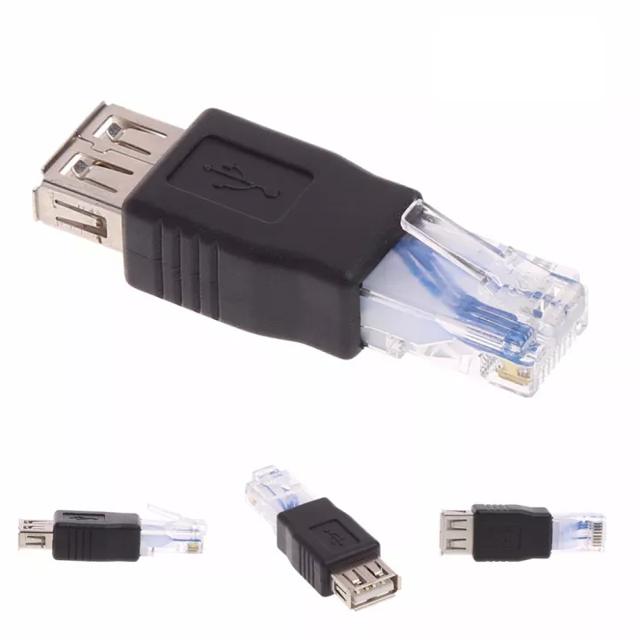 USB A Female F To Ethernet RJ45 Male Router Adapter Plug Socket LAN ...