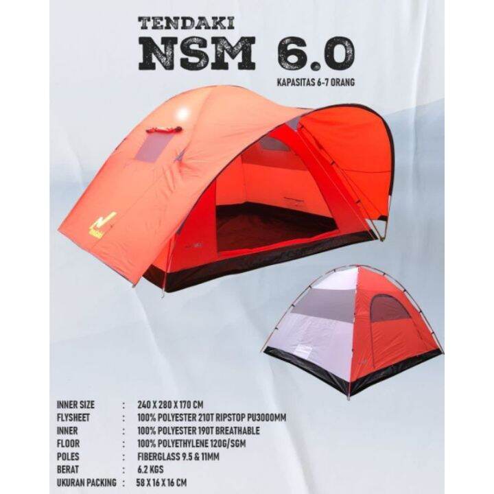 tenda camping TENDAKI NSM 6 / tendaki NSM 6 person original | Lazada Indonesia