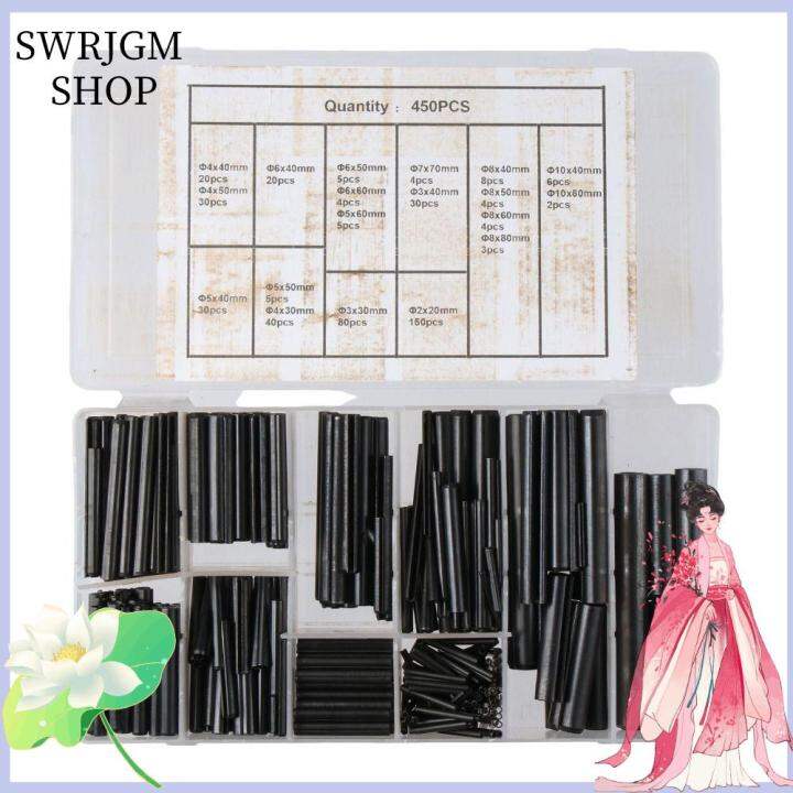 SWRJGM SHOP 450 Pcs Black Tool Hardware Steel Slotted Spring Pins Roll ...