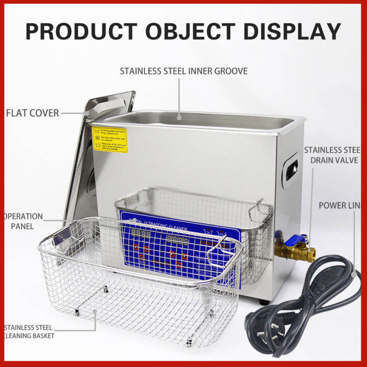 【COD】 Ultrasonic Cleaner Bath 6L Ultrasounic cleaning SUS304 Basket ...