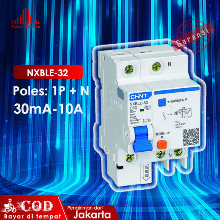 RCCB ELCB RCBO Chint NXBLE-32 NXBLE32 1P+N 6A 10A 16A 20A 25A 32A - 30mA | Lazada Indonesia
