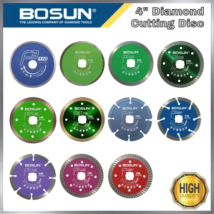 BOSUN 4" Diamond Cutting Disc For Bricks, Cement, Roof Tiles, Granite ...