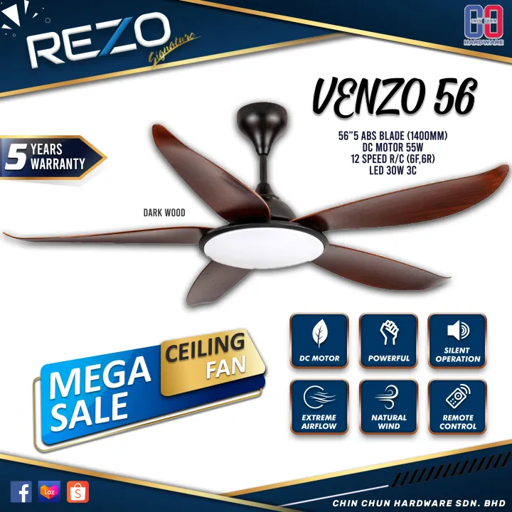 REZO VENZO LED CEILING FAN | 56" INCHES | LED LAMP | LED FAN | 12 ...