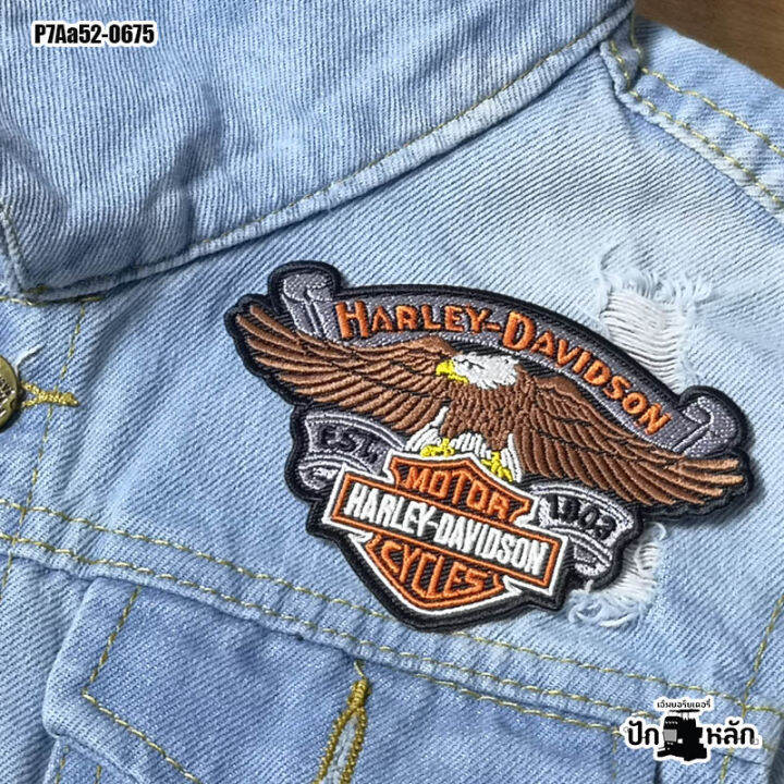 Iron on embroidery patch, Logo harley davidson EST. 1903 eagle, size 1. ...