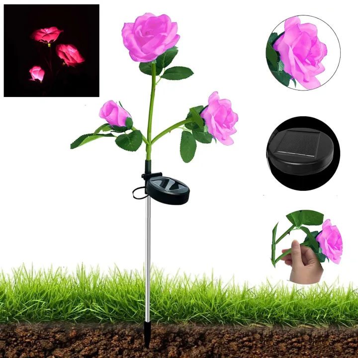 H2Z Waterproof Outdoor Rose Flower LED Solar Light HYD48 | Lazada PH
