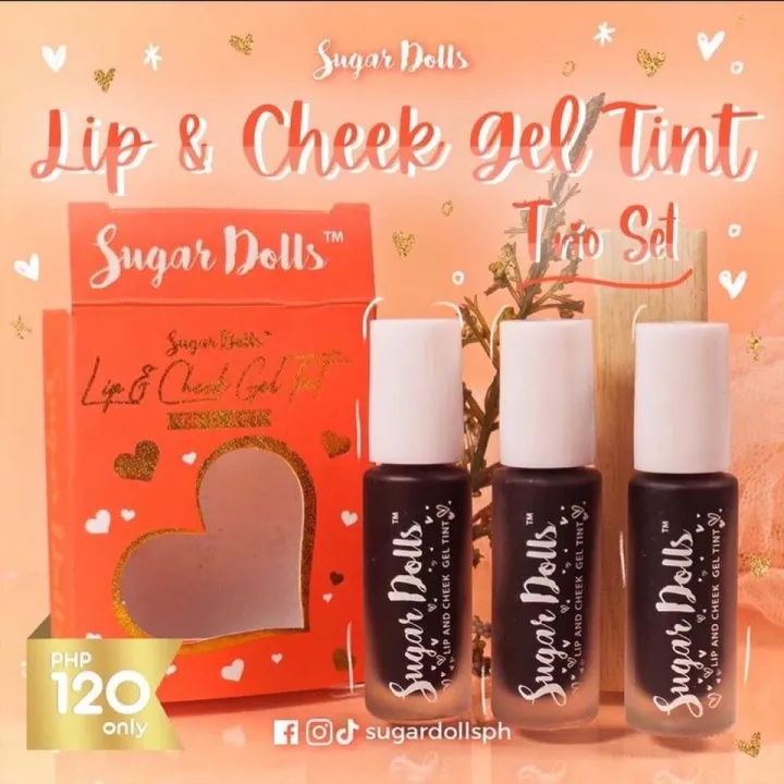 SUGAR DOLLS LIP & CHEEK TINT TRIO SET (3pc of 3ml Liptint) | Lazada PH