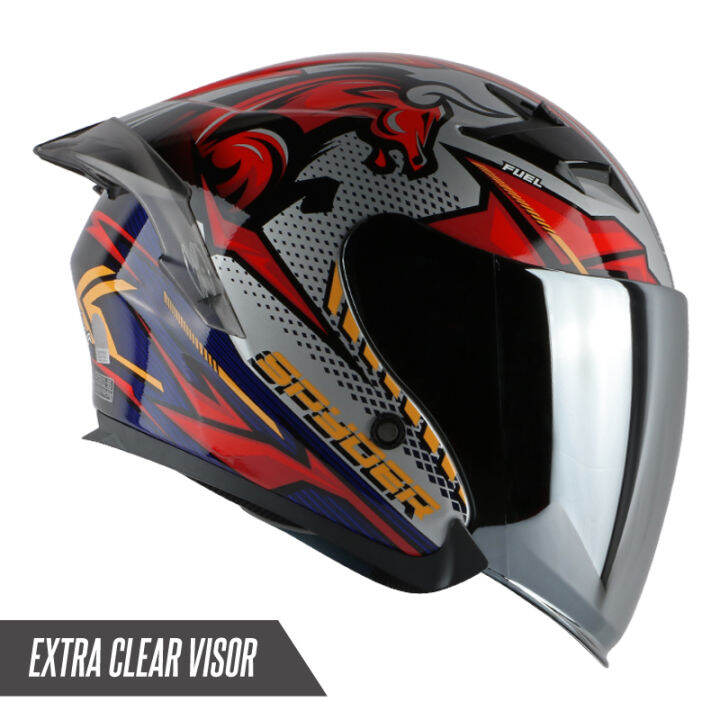 Spyder Open-face Helmet with Dual Visor FUEL GD RAGE S2 (FREE CLEAR ...