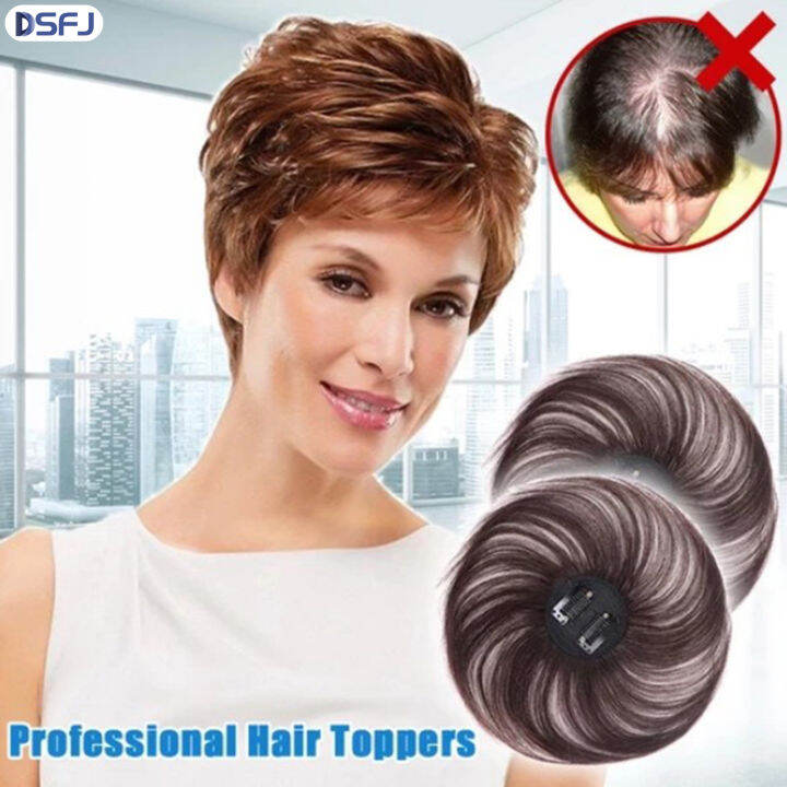 DSFJ Fake Human Hair Hairpiece Wig Artifact Hair Mono Topper Pieces for ...