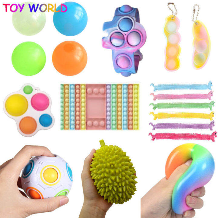 massive Pop it fidget toy full set box rainbow 100 pesos with simple ...