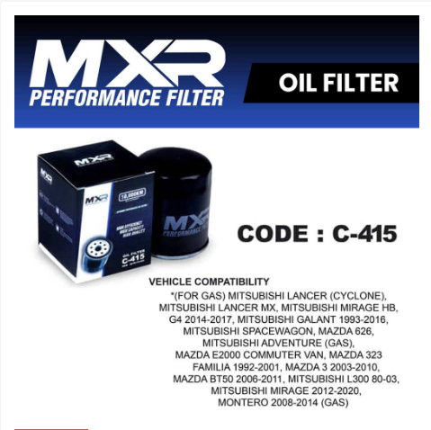 MXR OIL FILTER CODE C-415 MITSUBISHI MAZDA | Lazada PH